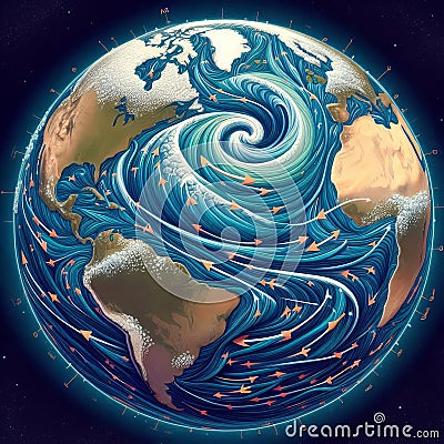 Ocean Gyres Large Scale Circular Ocean Currents Visualized With Royalty ...