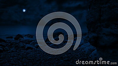 Rocky Beach Corner in the Moonlight Stock Footage - Video of landscape ...