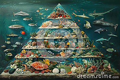 Ocean Life Pyramid, A Visual Guide To Marine Ecosystem Royalty-Free ...