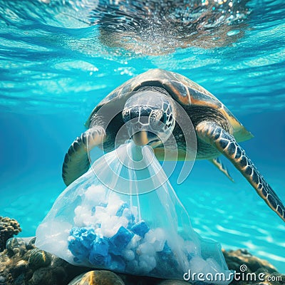 Turtle Finds Ocean Plastic Waste Royalty-Free Stock Photo ...