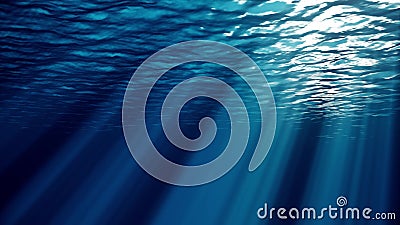 Ocean Wave Surface Seen from Underwater Rays of Light Make Their Way ...