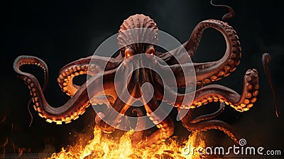 Giant Octopus In Fire: A Realistic And Detailed Zbrush Rendering By ...
