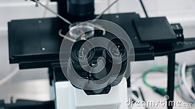 Ocular Lenses of a Microscope during Research Stock Video - Video of ...