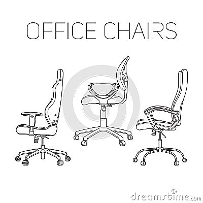 Office Chair Drawn In A Schematic Style Vector Illustration ...