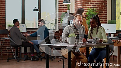 Office Colleagues Brainstorming Ideas To Plan Research Work Stock ...