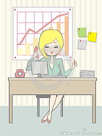 Office_girl Cartoon Vector | CartoonDealer.com #8713135
