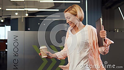 Office Worker Dancing with Coffee and Folder. Dance Party at Workplace ...