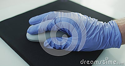 Office Worker, Doctor or Nurse or Using Protective Gloves while Using ...