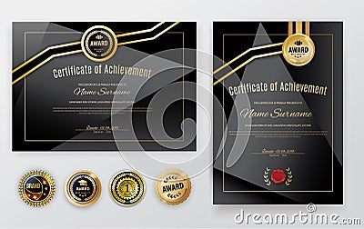 Official Black Certificate With Gold Design Elements. Emblem, Gold Text ...