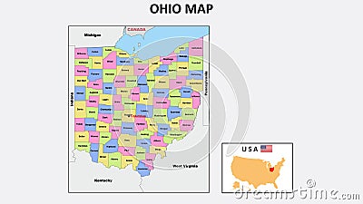 Ohio Map. State And District Map Of Ohio. Political Map Of Ohio With ...