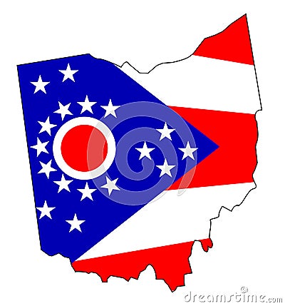 Ohio Outline Map And Flag Cartoon Vector | CartoonDealer.com #97881111