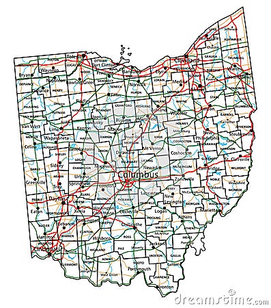 Ohio Road And Highway Map. Vector Illustration | CartoonDealer.com ...