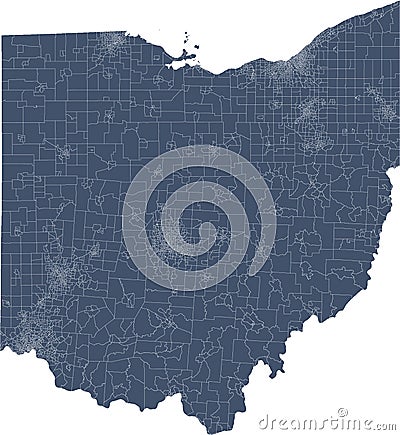 US Ohio State Map With Census Tracts Boundaries Cartoon Vector ...
