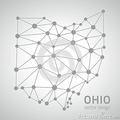 Ohio Vector Dot Grey Outline Triangle Perspective Modern Map ...