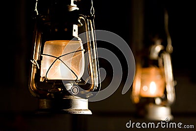 Burning Oil Lamp on Burlap. Vintage Concept Stock Image - Image of ...