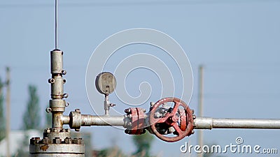 Oil Rig Stands in a Field at and Extracts Minerals Stock Footage ...