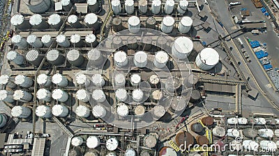 Aerial oil tanks stock video. Video of equipment, liquid - 257617735