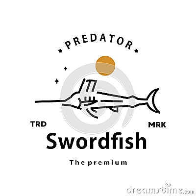 Swordfish Logo Vector Outline Monoline Art Icon | CartoonDealer.com ...