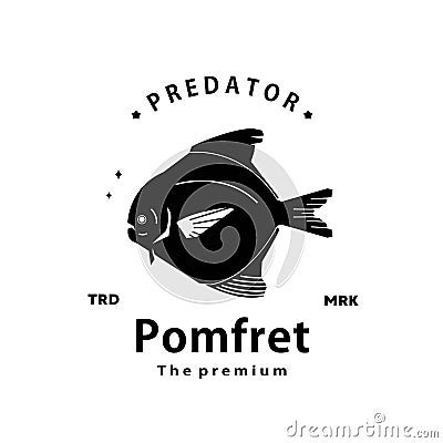Pomfret Fish Logo Vector Outline Silhouette Art Icon | CartoonDealer ...