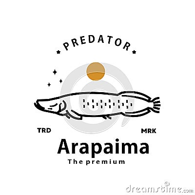 Vintage Retro Hipster Arapaima Logo Vector Outline Monoline ...