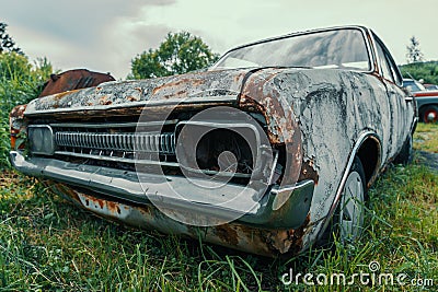 Old Abandoned And Forgotten Rusty Vintage Retro Car In Bad Condition ...