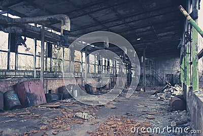 Old Abandoned Warehouse , Empty Messy Factory Stock Photo - Image: 68508482
