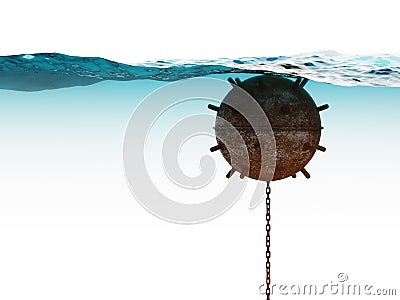 Old Anchor Contact Mine Concept Isolated On White Royalty-Free Stock ...