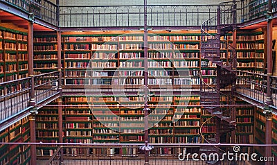 Old Ancient Library Interior, Ceiling Books, Windows, Bookshelf Royalty ...