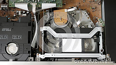 Old Appliances, Inside on a Vhs Video Player in Forward Mode Stock ...