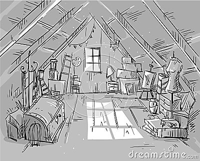 Old Attic, Vector Illustration Stock Vector - Image: 73146308