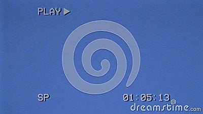 Old Blue Screen with PLAY Text and Timecode. VHS Effect, Noise and ...
