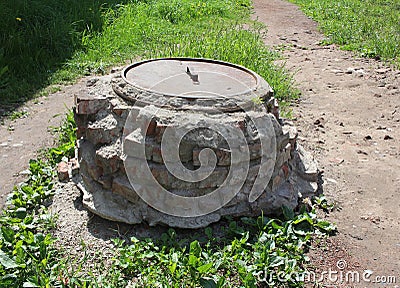 Old Brick Well Sewer Closed Manhole With Pit Royalty-Free Stock Image ...