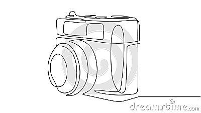 Old Camera One Line Drawing. Vector Editable Stroke, Hand Drawn ...