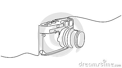 Old Camera One Line Drawing. Vector Editable Stroke, Hand Drawn ...