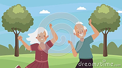 Old Couple in the Camp Animation Stock Footage - Video of grandmother ...