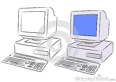 Old Desktop Computer Stock Vector - Image: 39520860