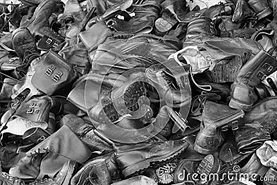 Old, Discarded, Leather, Black Military Boots, In The Trash Royalty ...