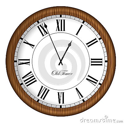 Old Fashioned Clock. Retro Old Timer Clock In Wooden Frame. Cartoon ...