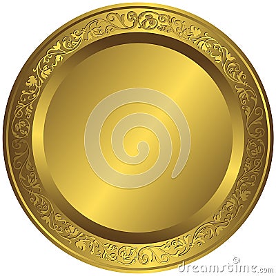 Old-fashioned Golden Plate Vector Illustration | CartoonDealer.com #8910530