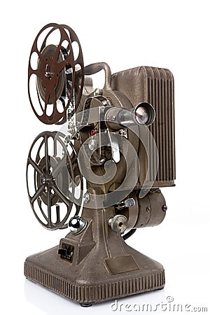 Old Film Projector Isolated On White Stock Photos - Image: 23105833