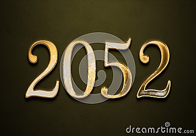Old Gold Effect Of 2052 Number With 3D Glossy Style Mockup. Royalty ...
