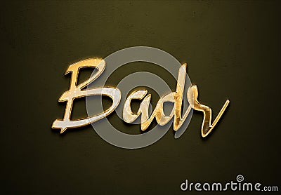 Old Gold Text Effect Of Arabic Name Badr With 3D Glossy Style Mockup ...