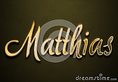 Old Gold Text Effect Of Name Matthias With 3D Glossy Style Mockup ...