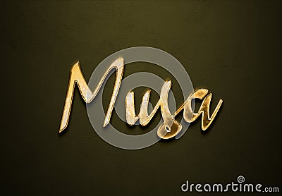 Old Gold Text Effect Of Name Musa With 3D Glossy Style Mockup. Stock ...