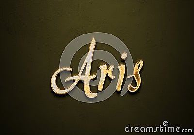 Old Gold Text Effect Of Name Aris With 3D Glossy Style Mockup. Stock ...