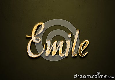 Old Gold Text Effect Of Name Emile With 3D Glossy Style Mockup. Stock ...