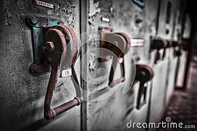 Old Industrial Electronics Switch Cupboard In A Firm Stock Photo ...