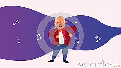 Old Man Dancing Animation Character Stock Video - Video of folks, notes ...