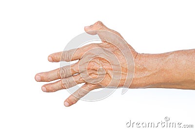 Old Man Left Hand Muscle Atrophy Between A Thumb And Index Finger ...