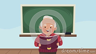 Old Man Studing Reading Book in Classroom Stock Video - Video of ...